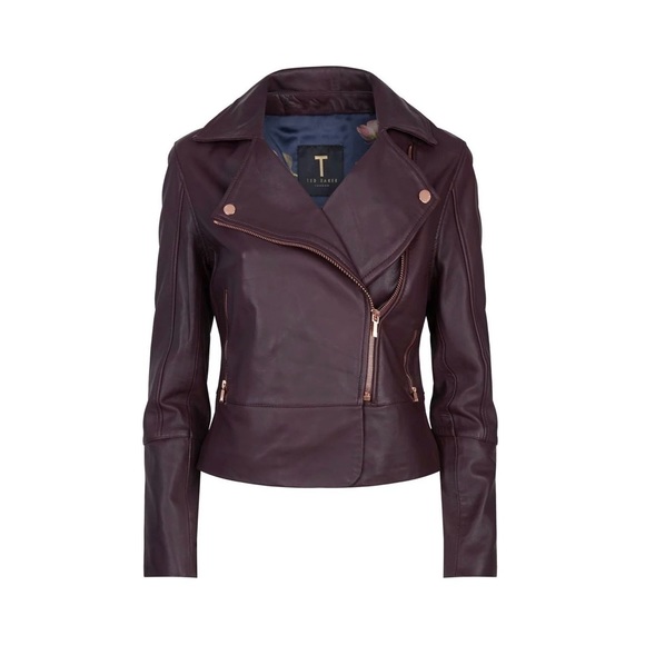 Ted Baker | Jackets & Coats | Ted Baker Real Leather Burgundy Jacket ...